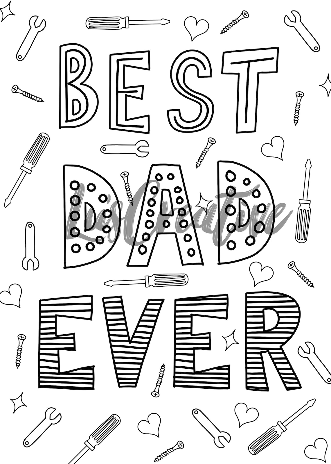Best Dad Ever, Colouring, Fathers Day Card, Kids Gift, Printable ...