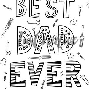 Best Dad Ever, Colouring, Fathers Day Card, Kids Gift, Printable ...