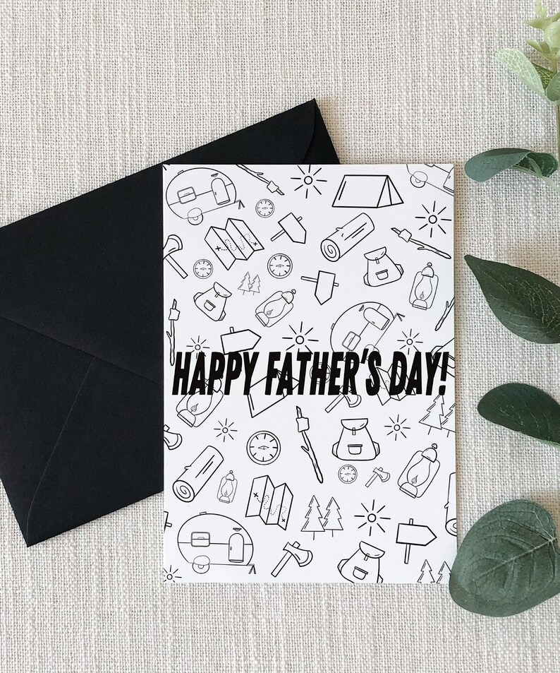 Happy Fathers Day Card, Outdoors, Camping, Hiking, Campfire, Printable ...