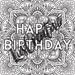 Happy Birthday, Coloring Card, Mandala, Printable, Digital Download ...