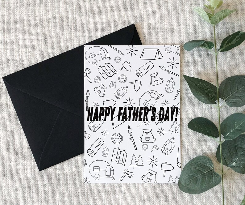 Happy Fathers Day Card, Outdoors, Camping, Hiking, Campfire, Printable ...
