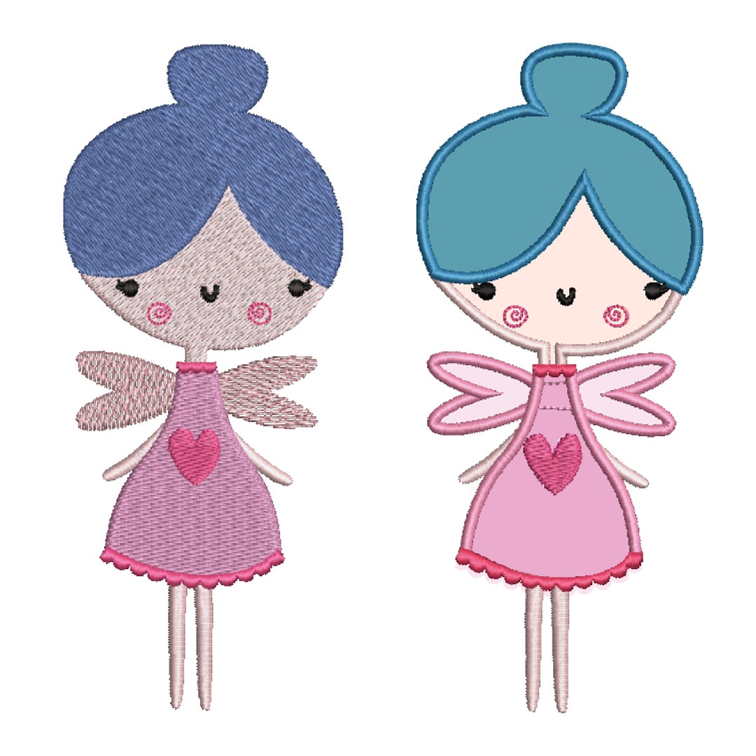 Set of 2 Fairy Embroidery Design Applique Machine Embroidery Instant ...