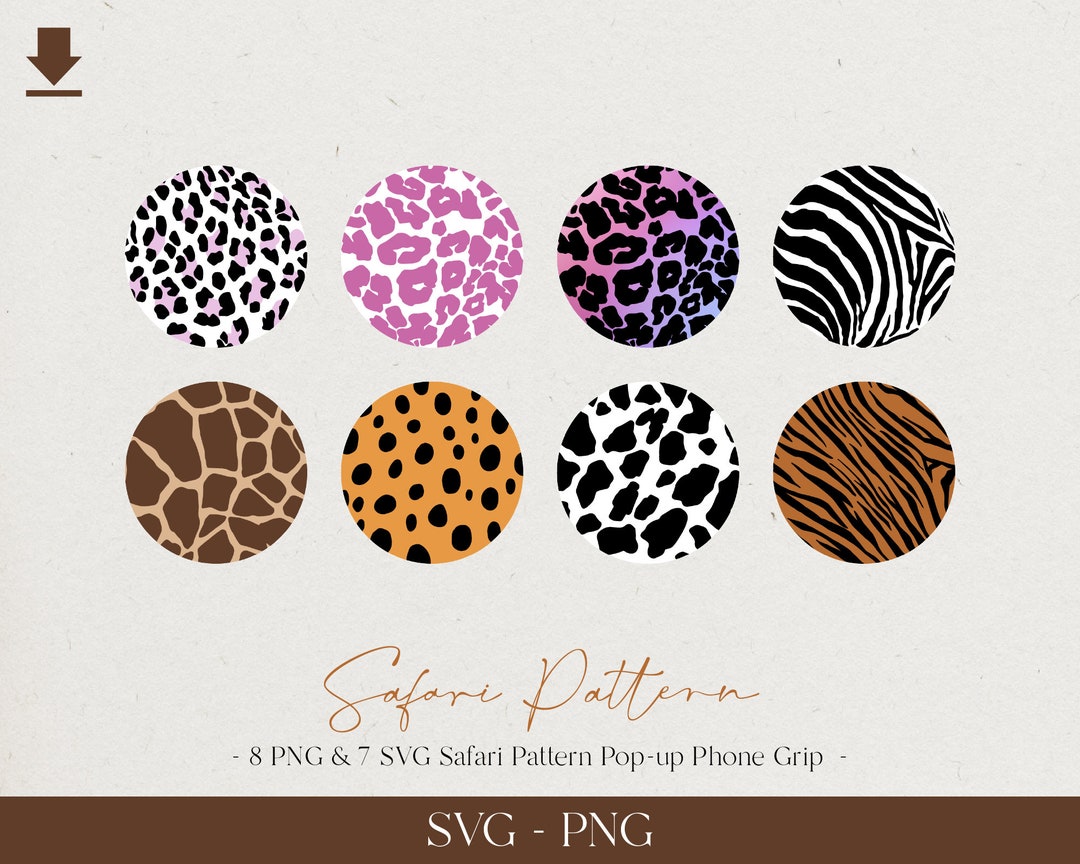 8 Safari Pattern for Pin, Button, Pop-up Phone Grip Sublimation ...