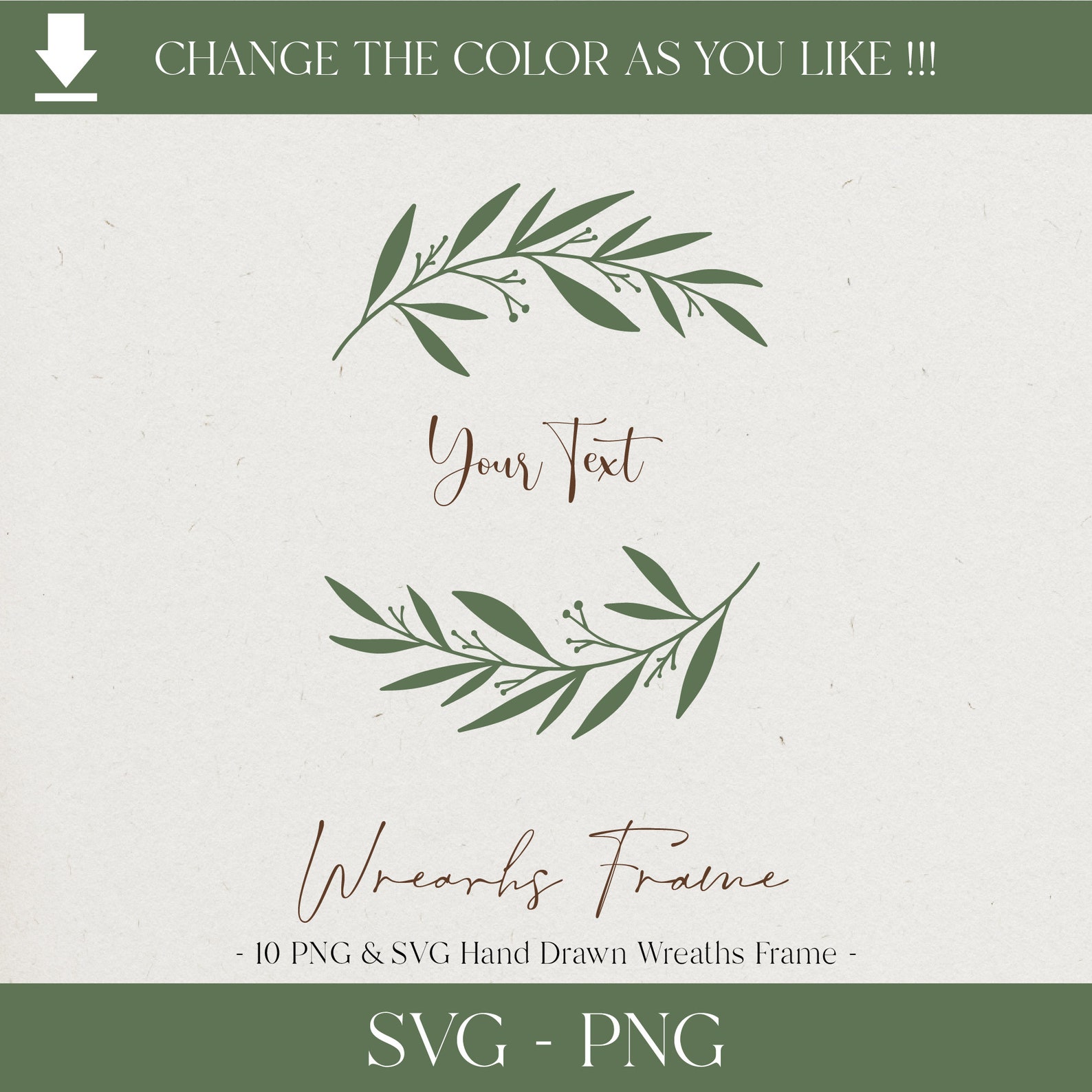 10 Wreaths Frame Svg and PNG, Floral Laurel Wreath for Cricut or ...