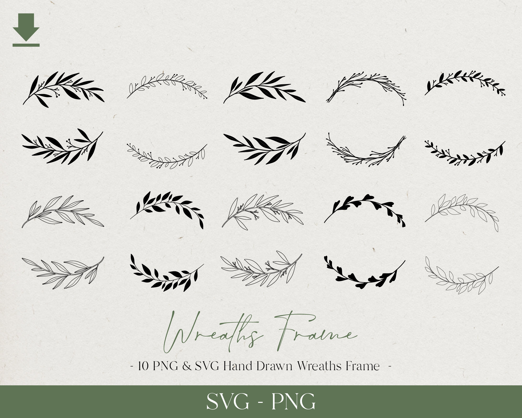 10 Wreaths Frame Svg and PNG, Floral Laurel Wreath for Cricut or ...