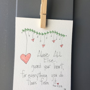 Proverbs 4:23 - Handmade Watercolor Scripture Art- Guard Your Heart ...