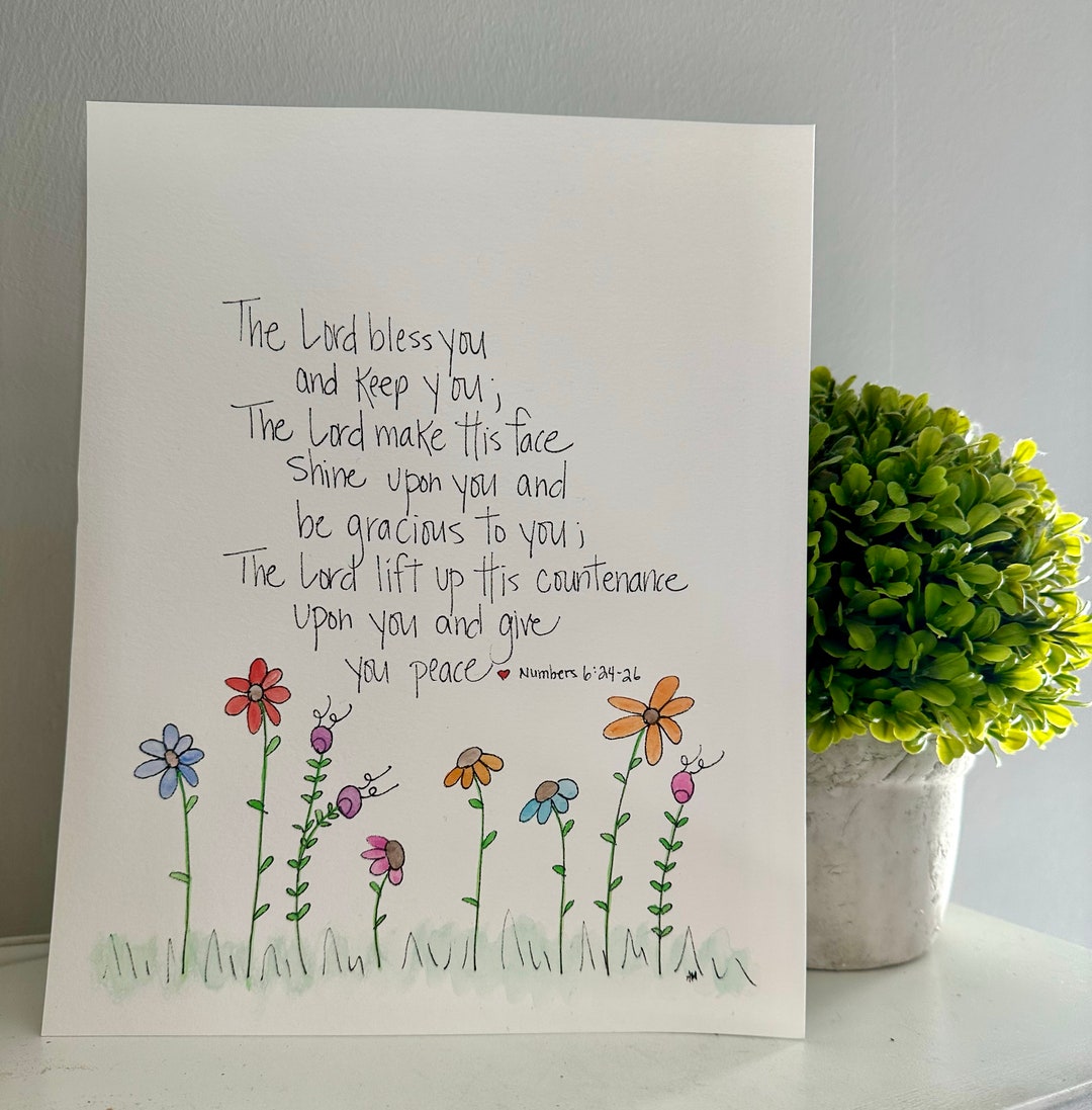 Numbers 6:24-26 - Handmade Watercolor Scripture Art - May the Lord ...