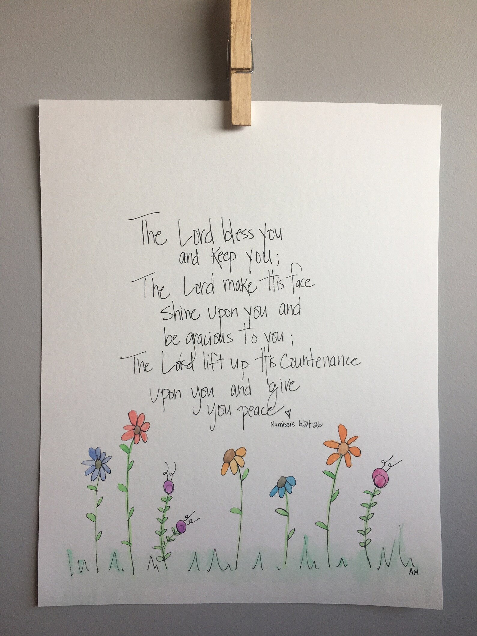 Numbers 6:24-26 Handmade Watercolor Scripture Art May the - Etsy