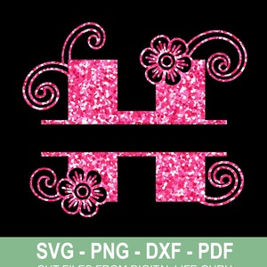 H-glitter Split Alphabet SVG, H Monogram, H Letter, DXF Downloadable ...