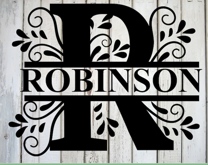 Uppercase R Letter Split Monogram Svg, Alphabet Split Name Frame, Split ...