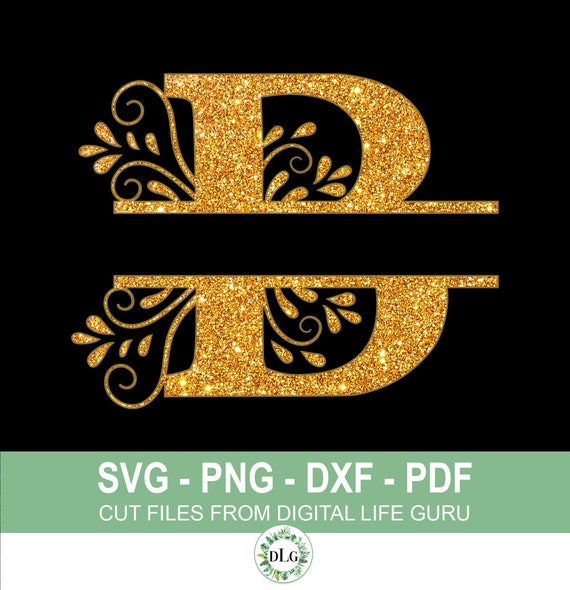 B-gold Glitter Split Alphabet B Monogram B Letter SVG DXF - Etsy