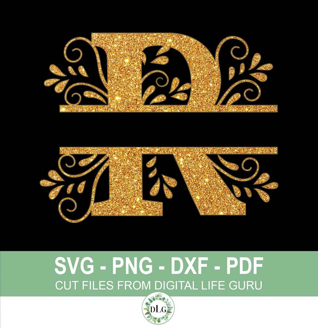 R-gold Glitter Split Alphabet Letter SVG, DXF Monogram - Etsy