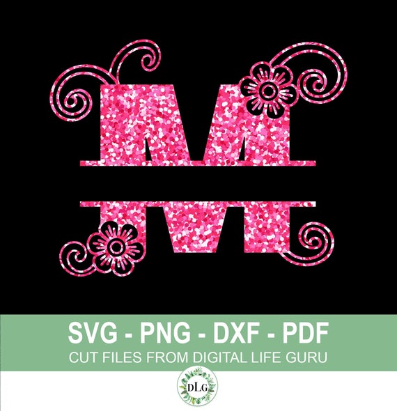 M-glitter Split Alphabet Letter SVG DXF Monogram - Etsy