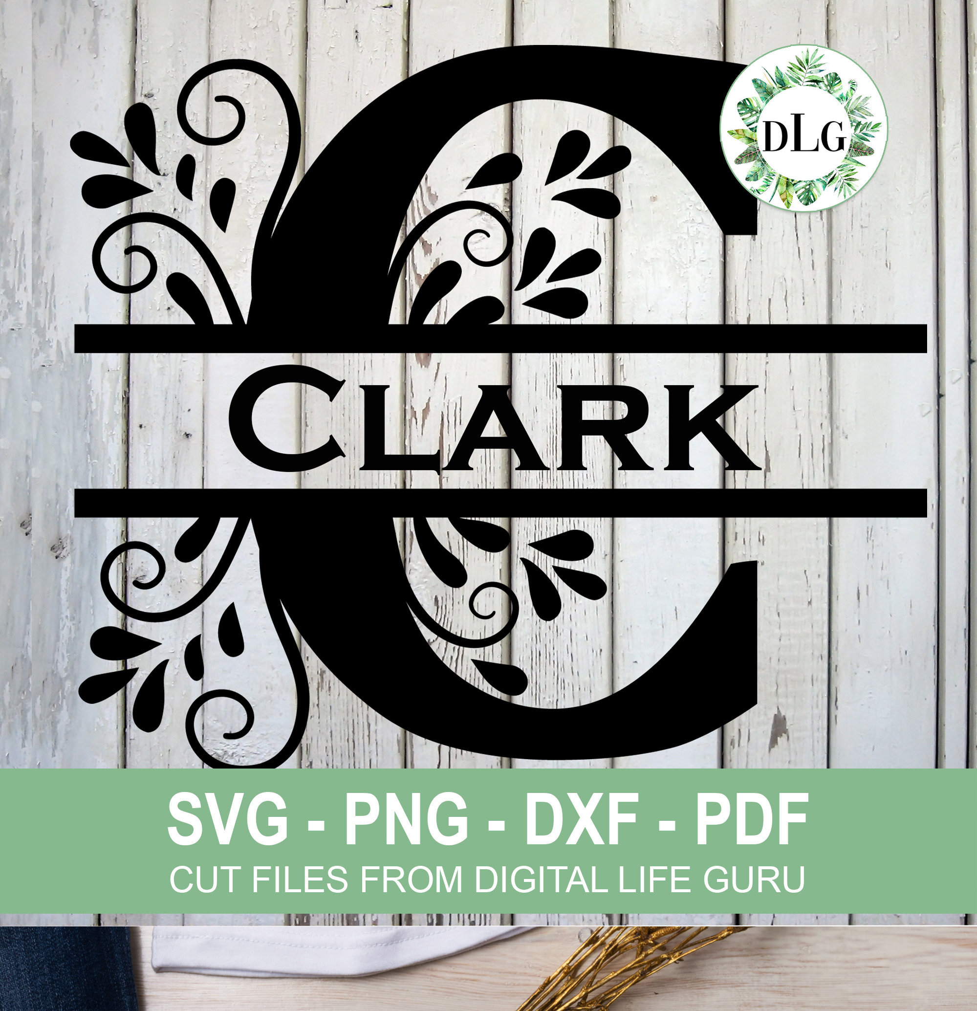 Alfabeto C-Split, monograma C, letra C, SVG, archivo descargable DXF ...