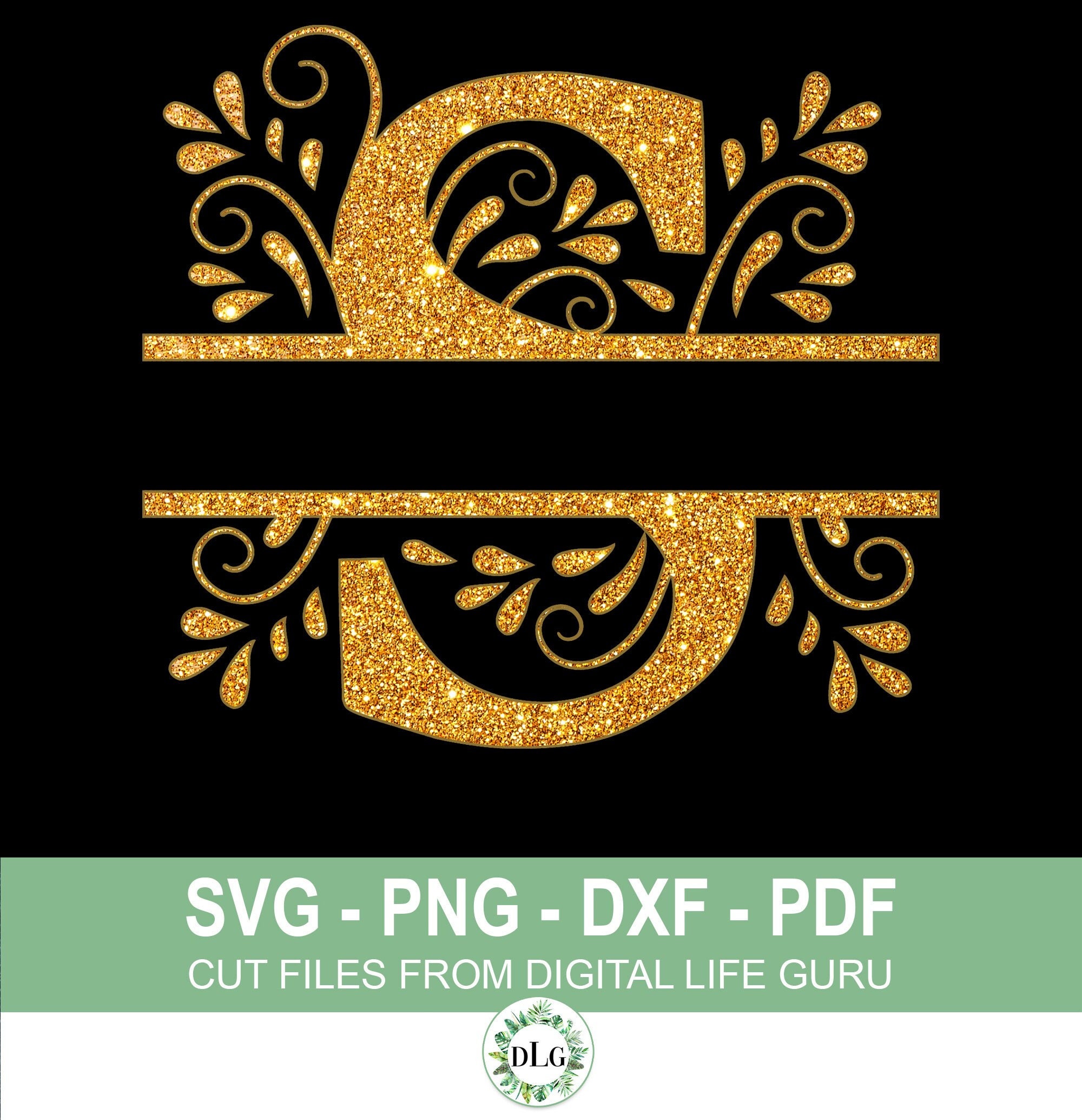S-gold Glitter Split Alphabet Letter SVG, DXF Monogram - Etsy