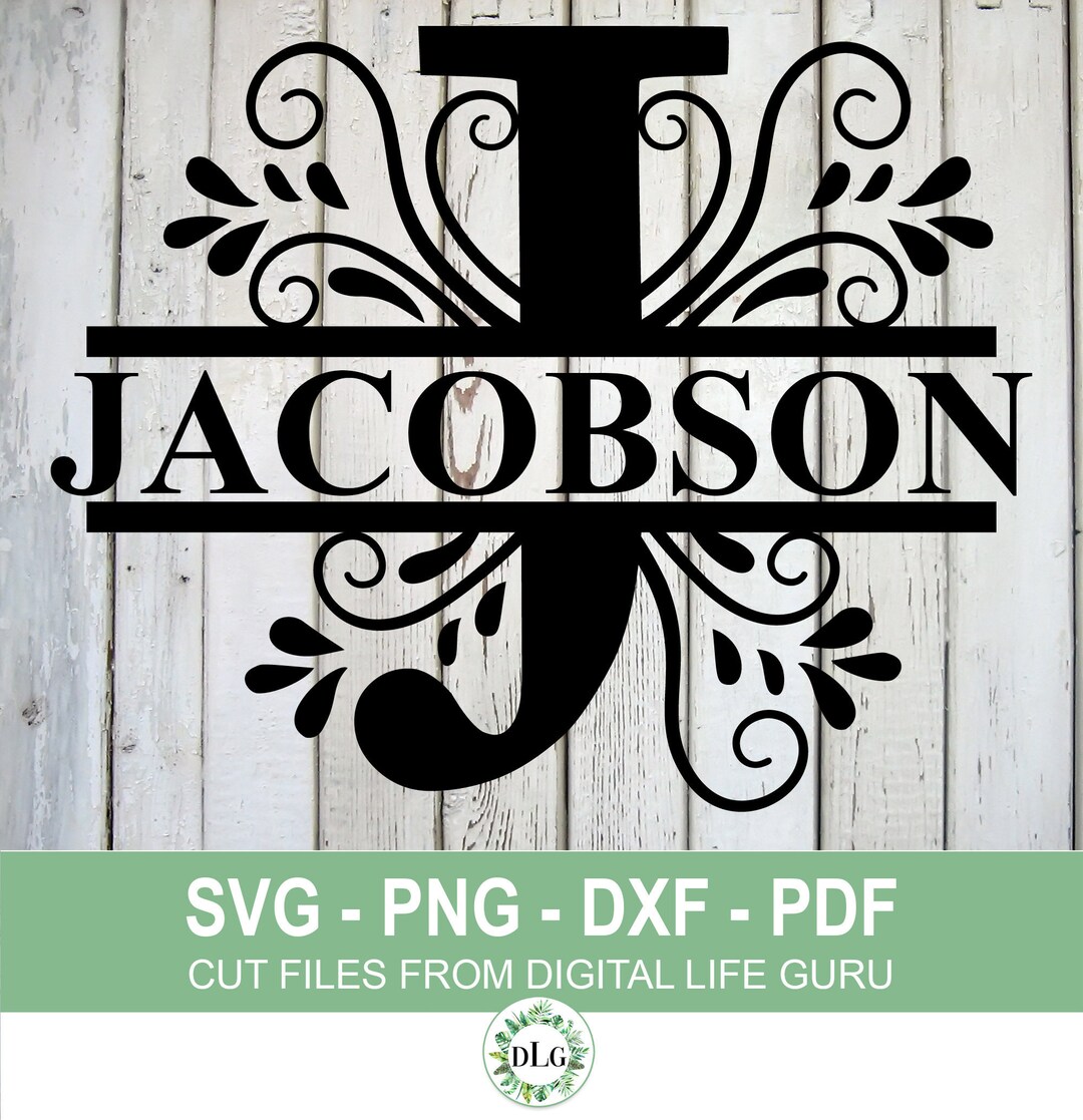 J-split Alphabet SVG, J Monogram, J Letter, DXF Downloadable File ...