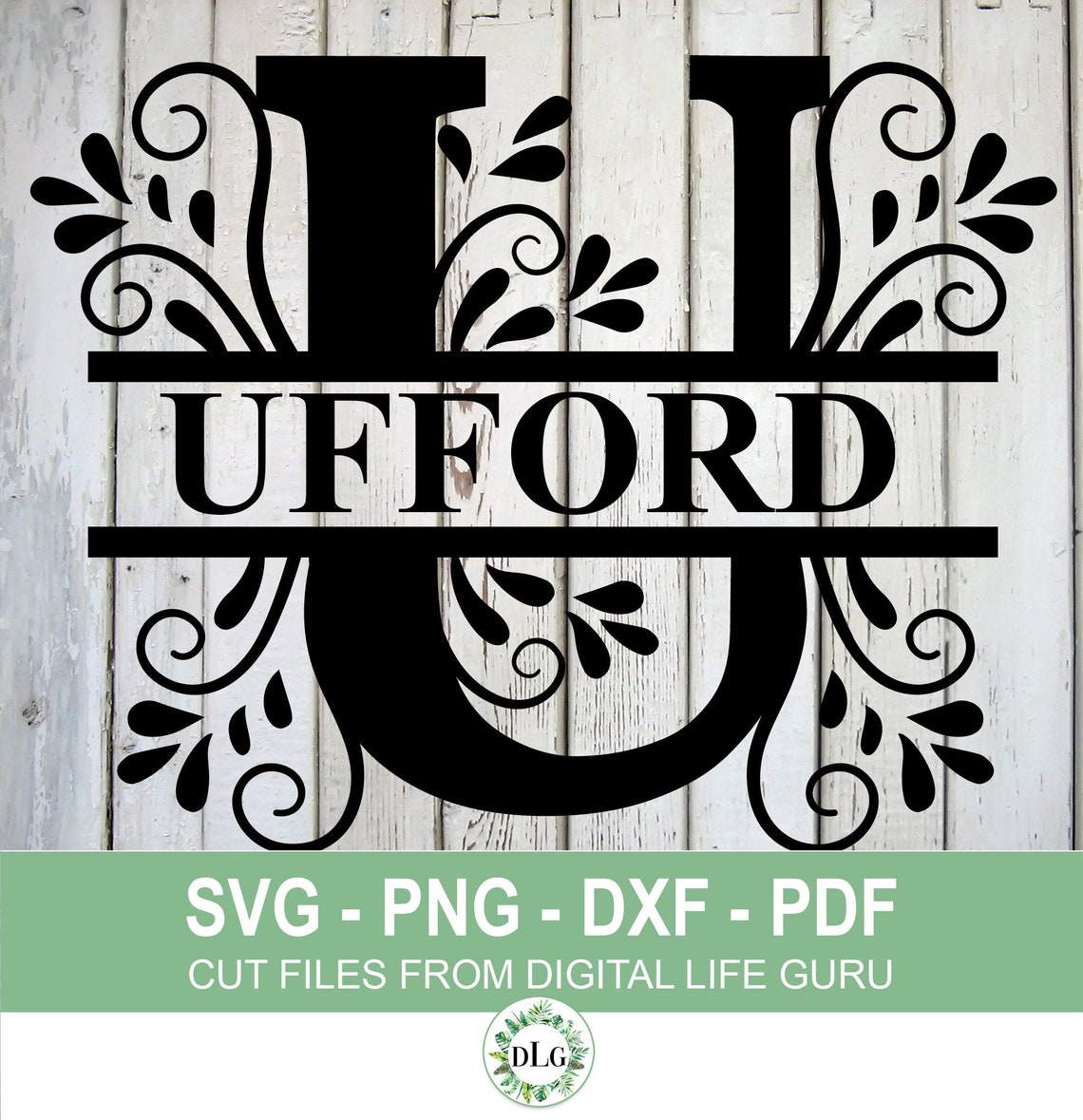 U-split Alphabet SVG, U Monogram, U Letter, DXF Downloadable File ...