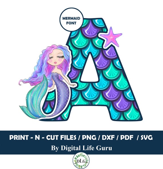 A Mermaid Font Print and Cut Downloadable File /monogram Buy | Etsy