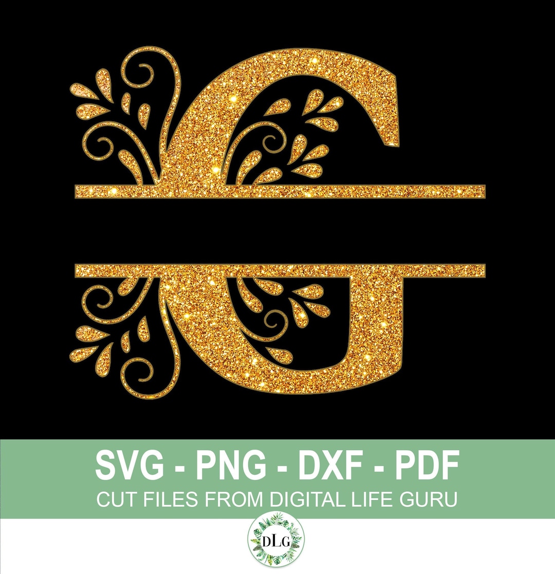 G-gold Glitter Split Alphabet SVG, G Monogram, G Letter, DXF ...