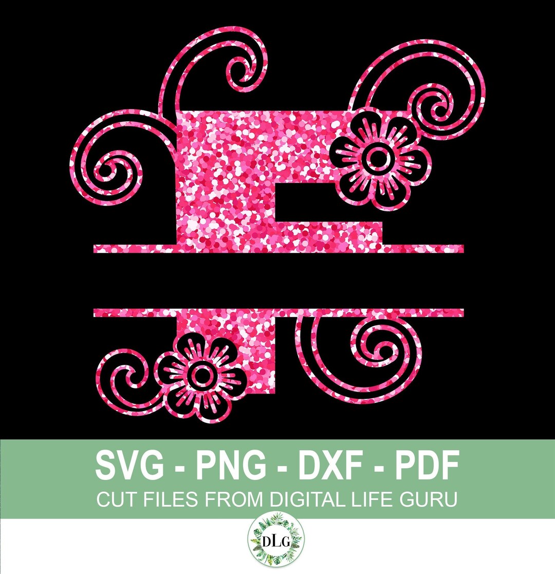 F-glitter Split Alphabet SVG, F Monogram, F Letter, DXF Downloadable ...
