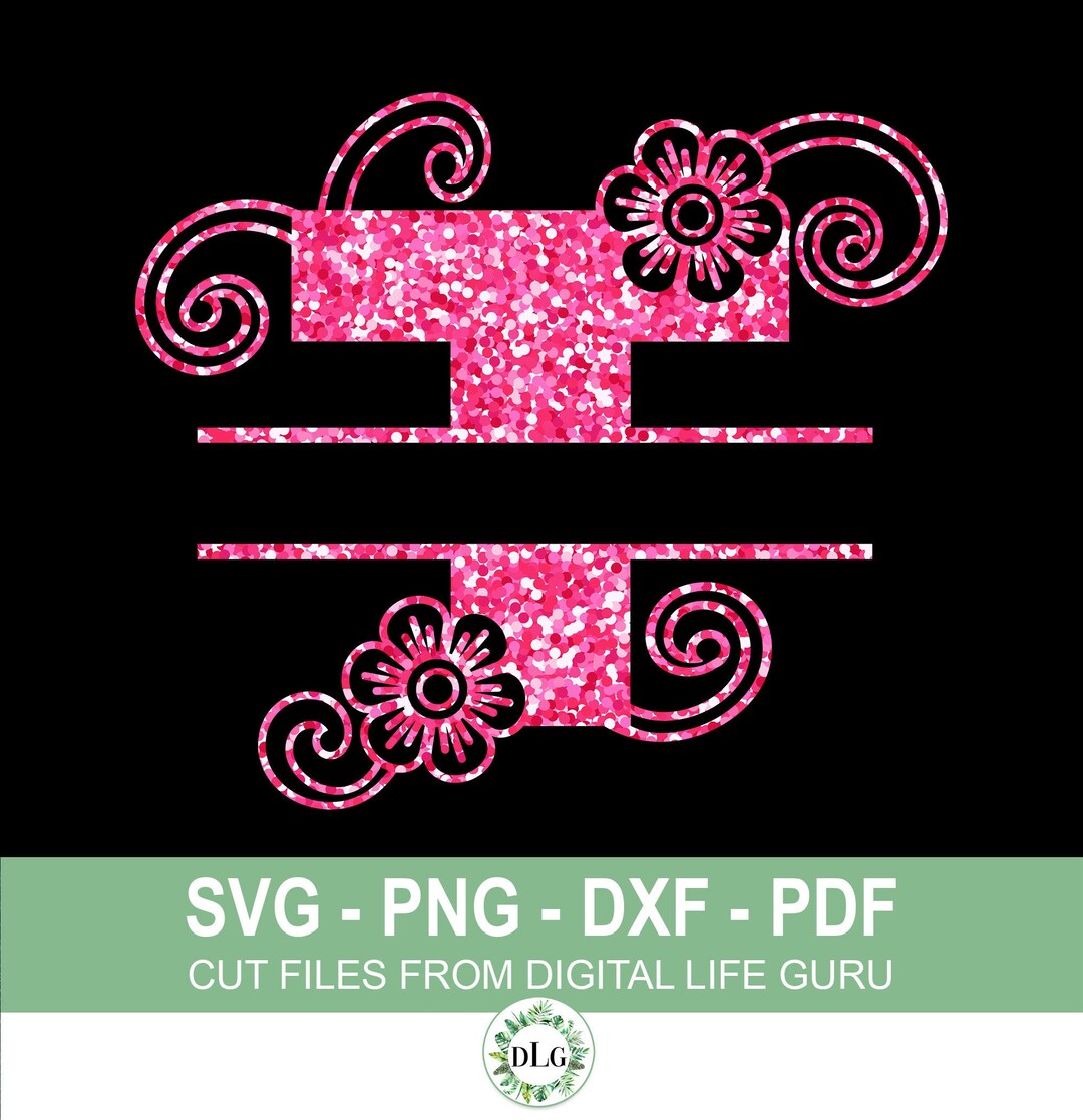 T-glitter Split Alphabet, T Monogram, T Letter, SVG, DXF Downloadable ...