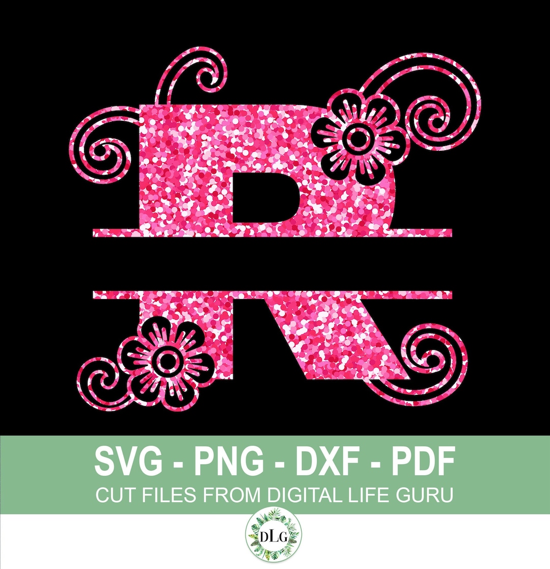R-glitter Split Alphabet Letter SVG, DXF Monogram - Etsy