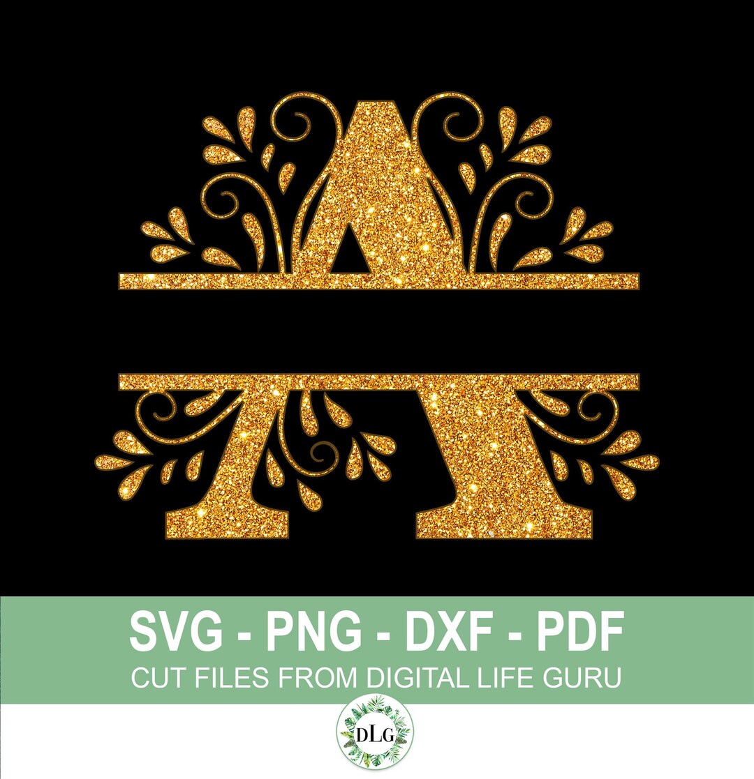 A-gold Glitter Split Alphabet SVG, A Monogram, A Letter, DXF ...