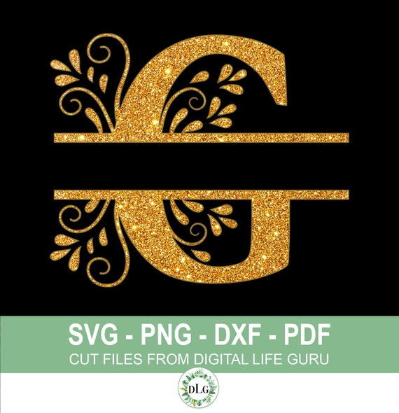 G-gold Glitter Split Alphabet SVG G Monogram G Letter DXF - Etsy