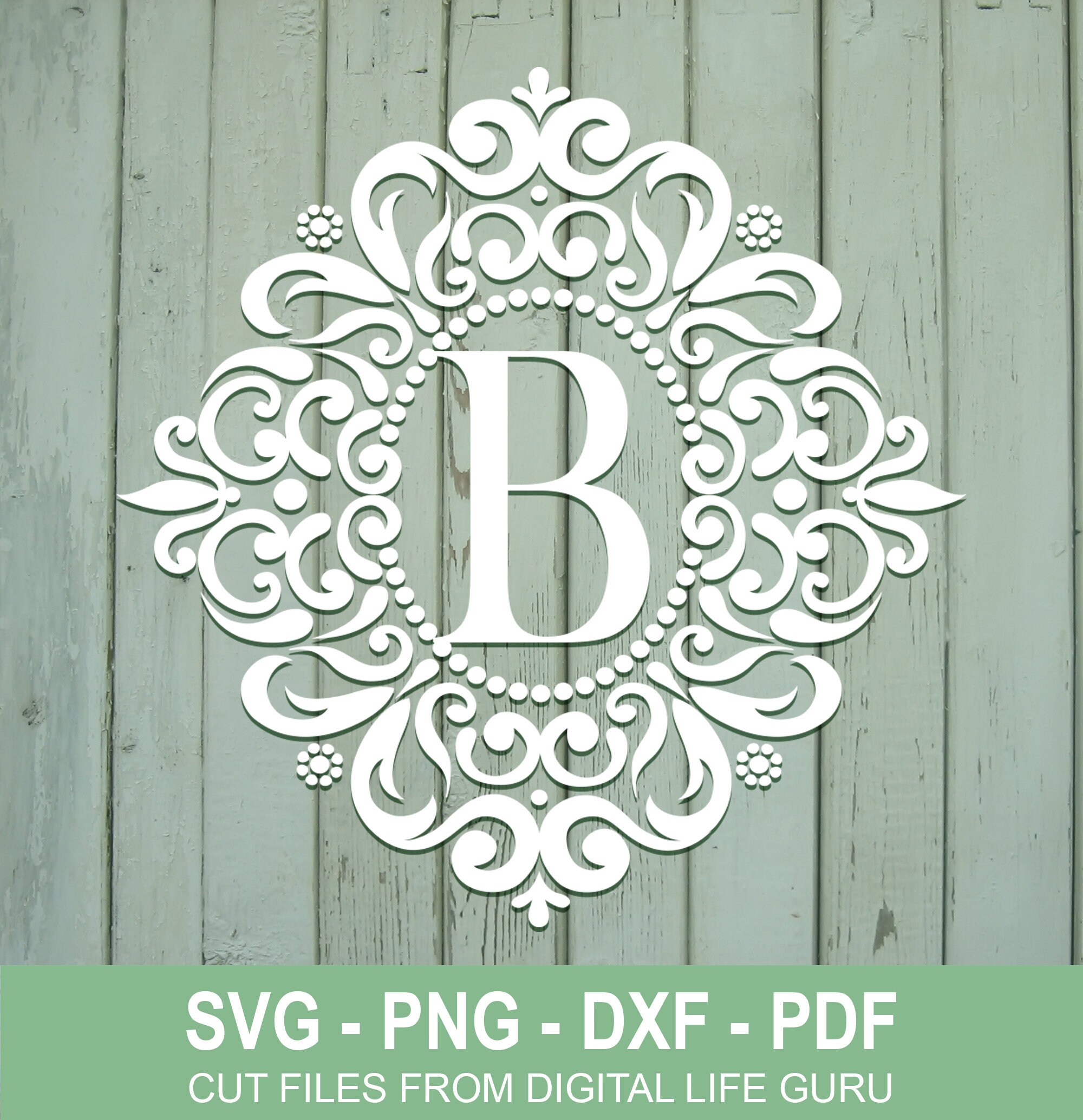 B-monogram Svg, Monogram Frame Svg, Mailbox Decal Svg, Family Monogram ...