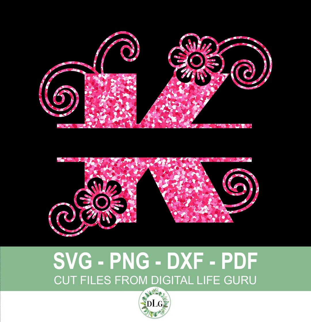 K-glitter Split Alphabet, K Letter, K Monogram, SVG, DXF Downloadable ...