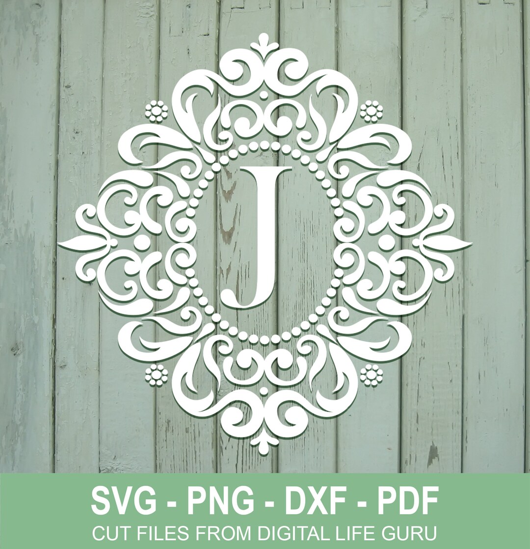 J-alphabet Letter SVG, DXF Monogram/ Buy 3 Get 30% off Coupon=buy3get30 ...
