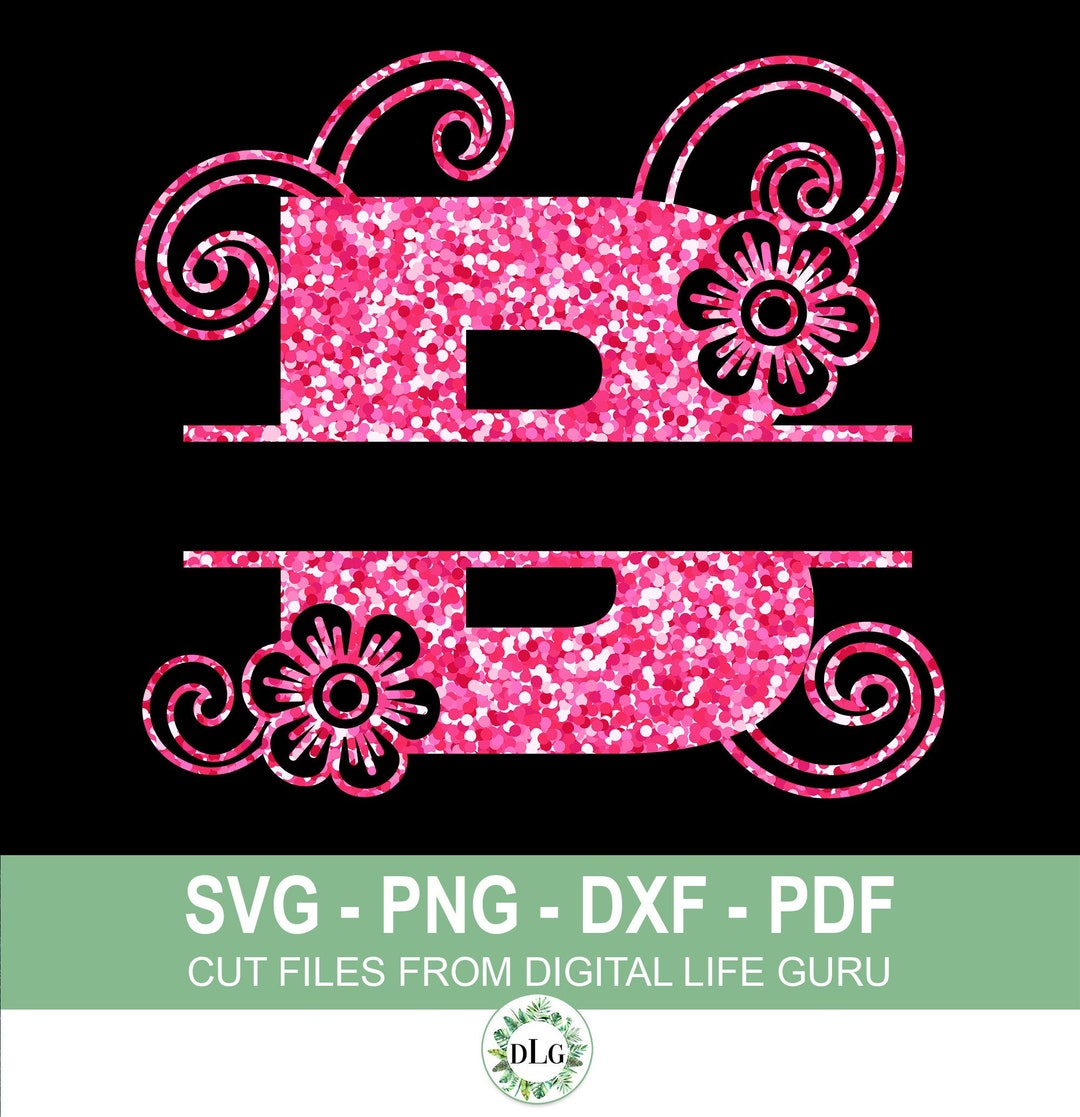 B-glitter Split Alphabet B Monogram, B Letter, SVG, DXF Downloadable ...