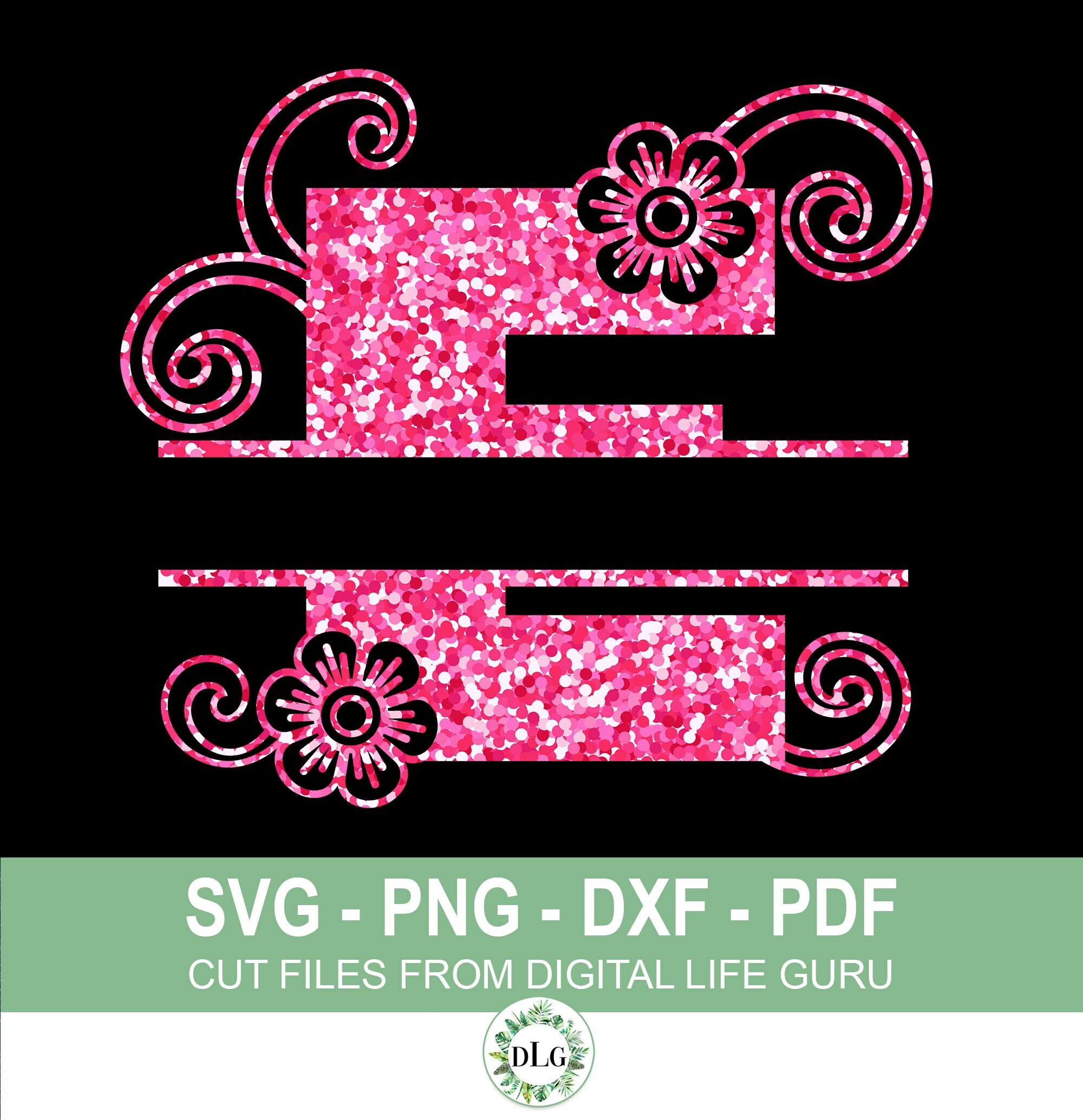 E-glitter Split Alphabet SVG E Monogram E Letter Cut Files - Etsy