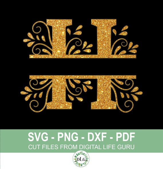 H-gold Glitter Split Alphabet SVG H Monogram H Letter DXF - Etsy