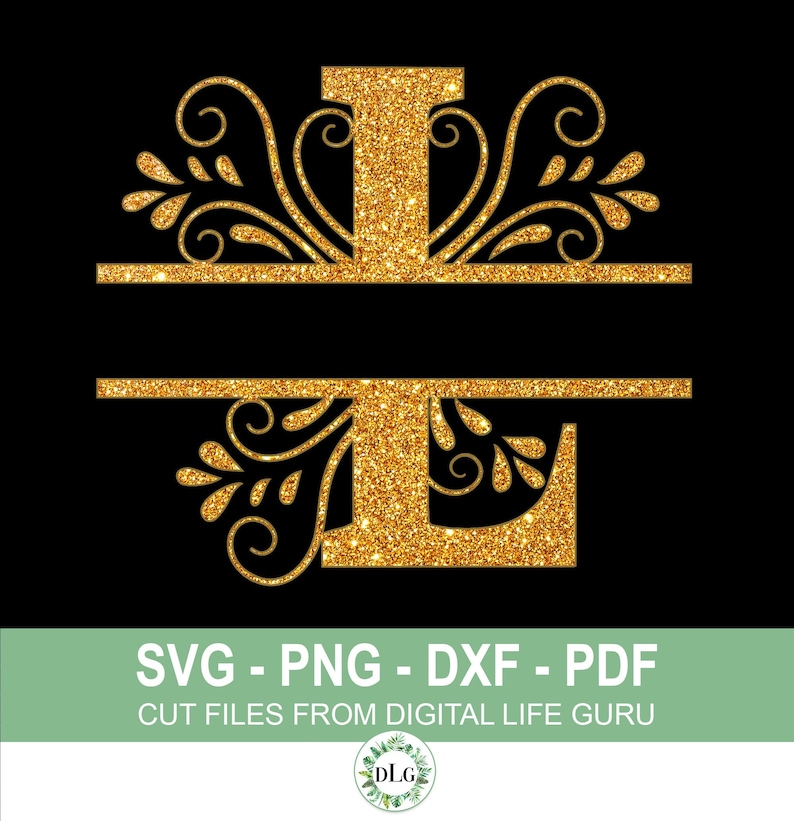 L-gold Glitter Split Alphabet SVG, L Monogram, L Letter, DXF ...