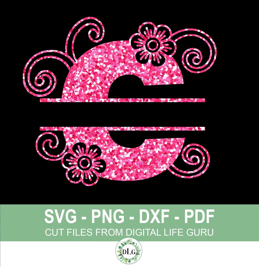C-glitter Split Alphabet, C Monogram, C Letter, SVG, DXF Downloadable ...