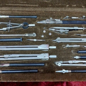 Vintage Drawing Tools Compass Set School Supplies Descriptive Geometry ...