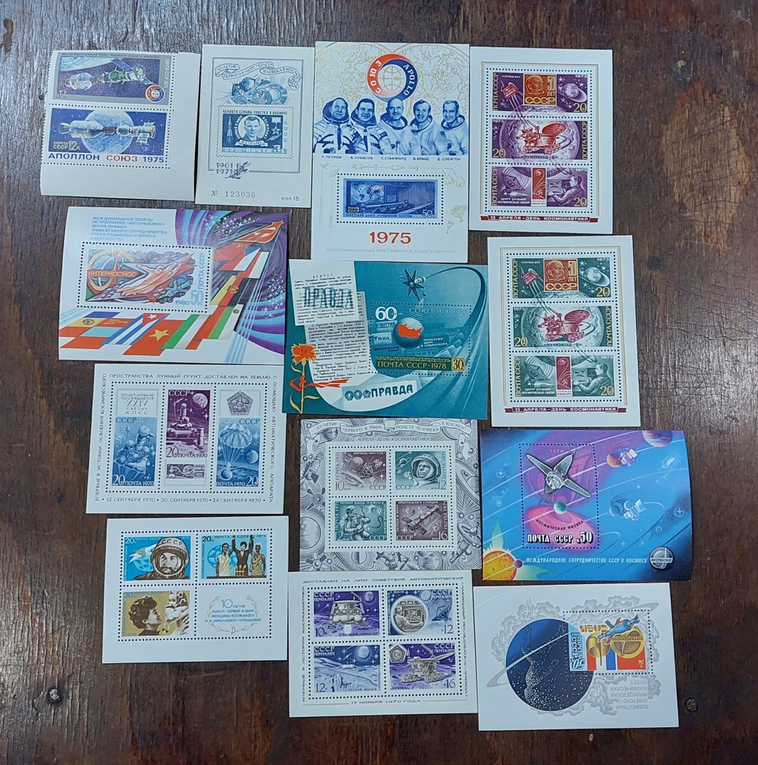 Collectible STAMPS Space. Space Stamps. Soyuz APOLON, Yuri Gagarin ...