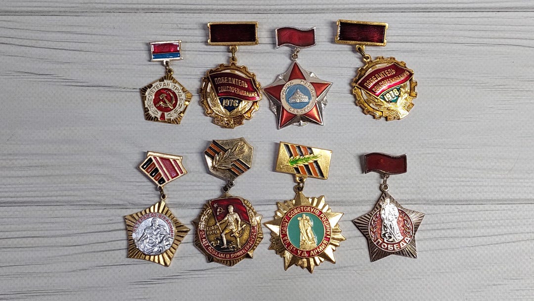 Collection of Eight Soviet Pin Badges, Badges of the Seventies - Etsy