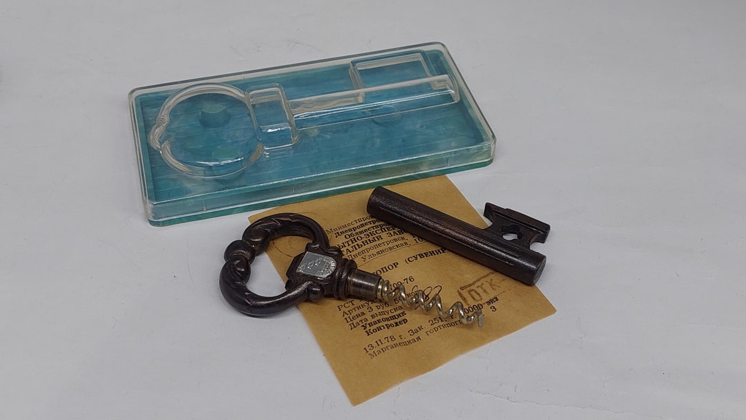 Vintage Soviet Corkscrew Key Dnepropetrovsk Wine Bottle Opener Beer ...