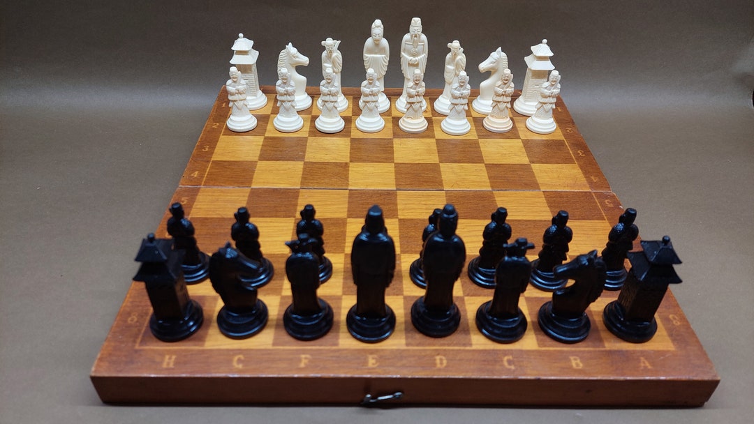 Antique Vintage Oriental Style Chess Players // Very Rare Chess Set ...