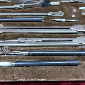 Vintage Drawing Tools Compass Set School Supplies Descriptive Geometry ...