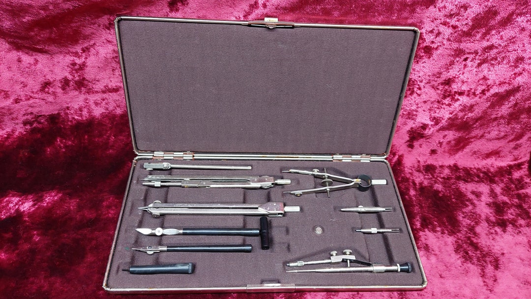Vintage Drawing Tools Compass Set School Supplies Descriptive Geometry ...