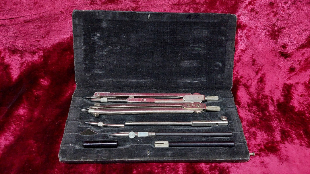 Vintage Compass Set School Supplies Drawing Tool Set Descriptive ...