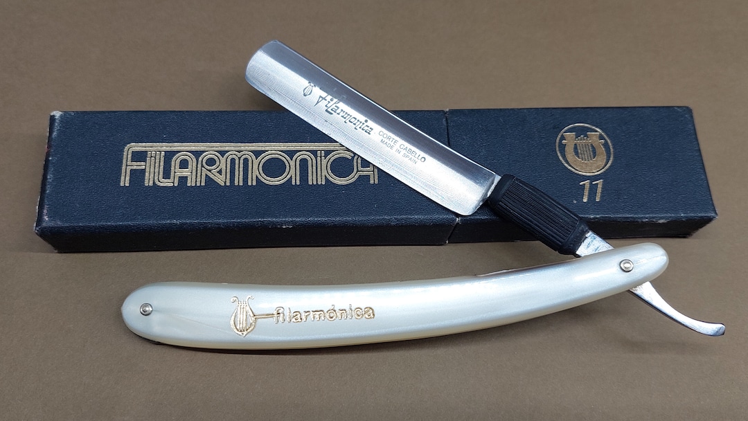 Razor FILARMONICA 11 DOUBLE TEMPLE Straight Navaja, Knife Spain - Etsy