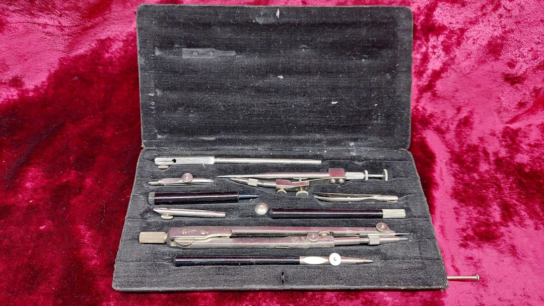 Vintage Compass Set School Supplies Drawing Tool Set Descriptive ...