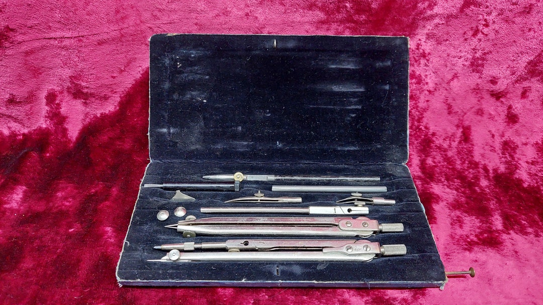 Vintage Compass Set School Supplies Drawing Tool Set Descriptive ...