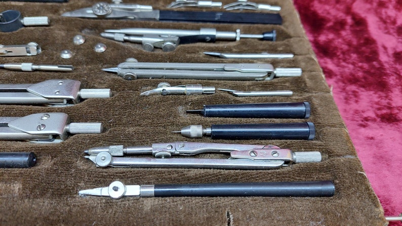 Vintage Drawing Tools Compass Set School Supplies Descriptive Geometry ...
