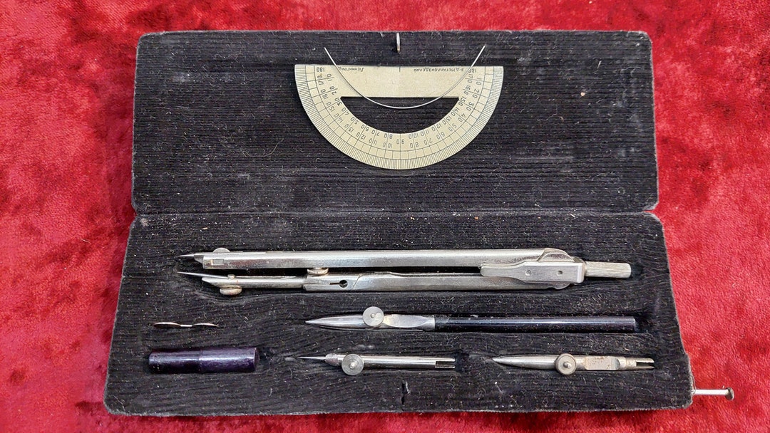 Vintage Compass School Supplies Set Drawing Tool Set Descriptive Geometry Compass Drafting Tools ...