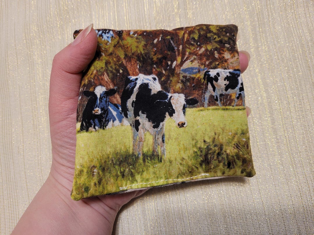 Microwavable Hand Warmers, Set of 2, Cow, 100% Cotton With Flaxseed and ...